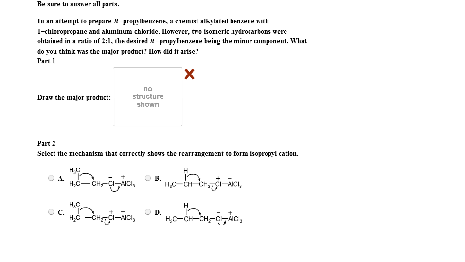 Solved In an attempt to prepare n -propylbenzene, a chemist | Chegg.com