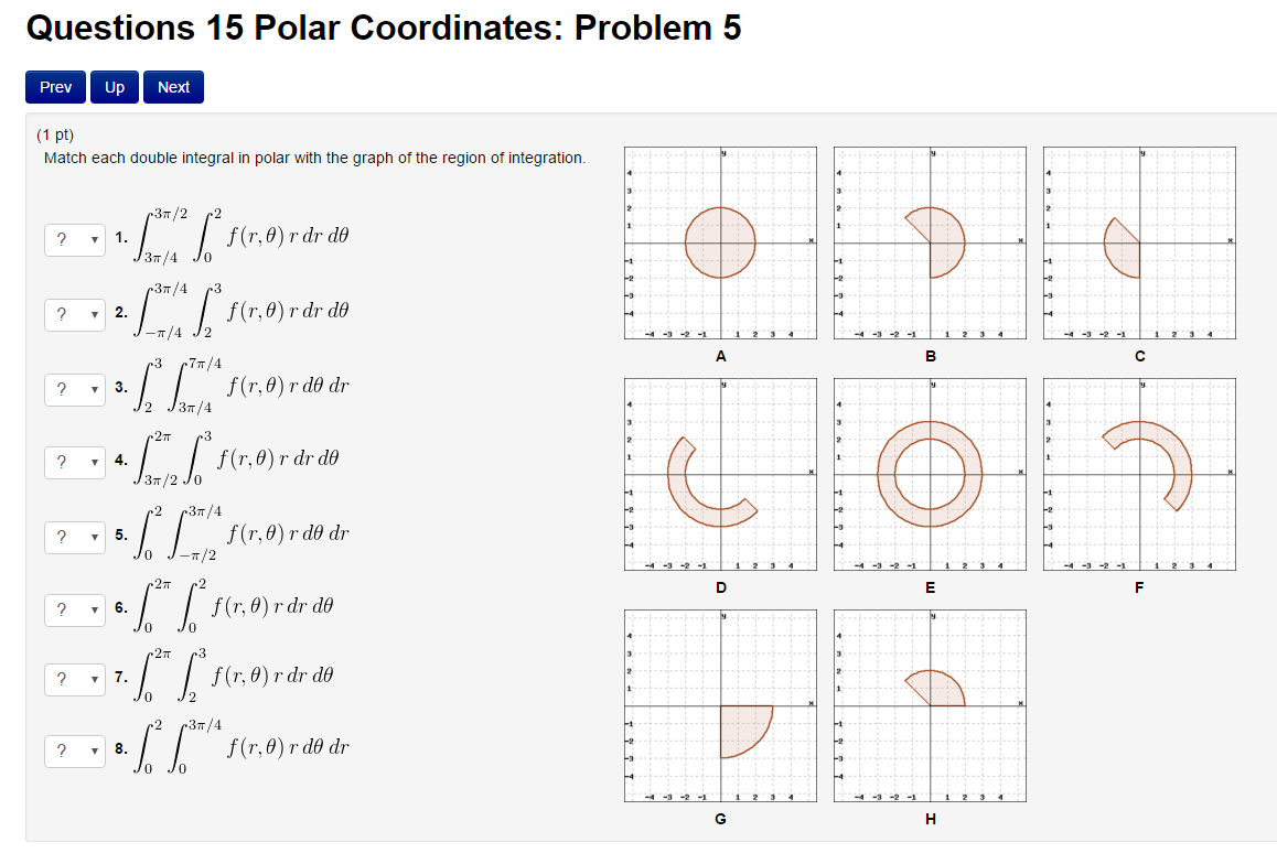 Solved Match each double integral in polar with the graph of | Chegg.com