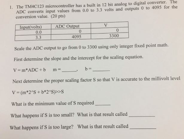 Solved 1· The TM4C 123 microcontroller has a built in 12 bit | Chegg.com