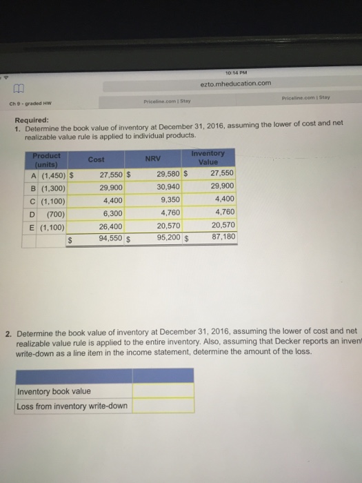Solved Determine the book value of inventory at December 31, | Chegg.com
