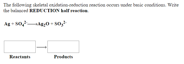 Solved The following skeletal oxidation-reduction reaction | Chegg.com