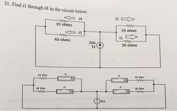 Solved Find il through i4 in the circuit below. | Chegg.com