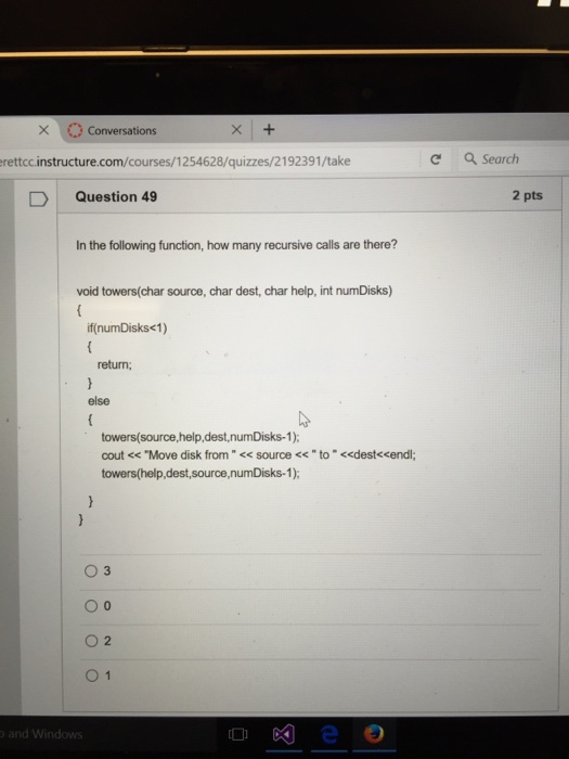 Solved In the following function, how many recursive calls | Chegg.com