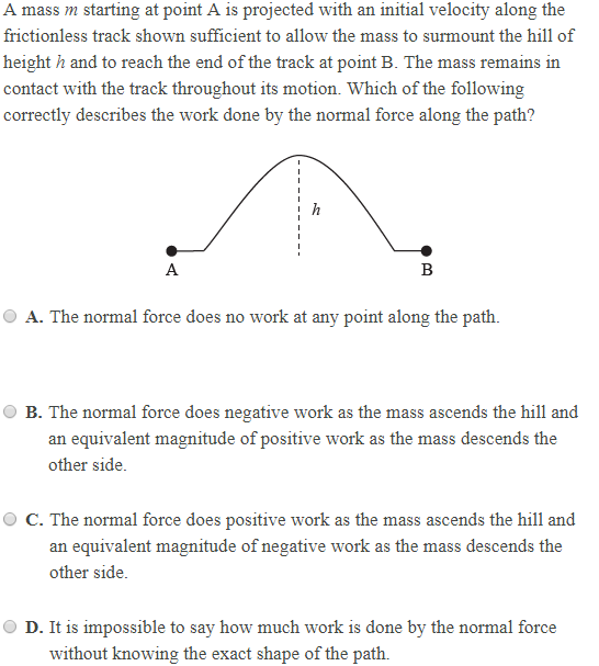 Solved A mass m starting at point A is projected with an | Chegg.com