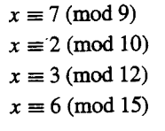 Solved x 7 (mod 9) x 2 (mod 10) x 3 (mod 12) x 6 (mod | Chegg.com