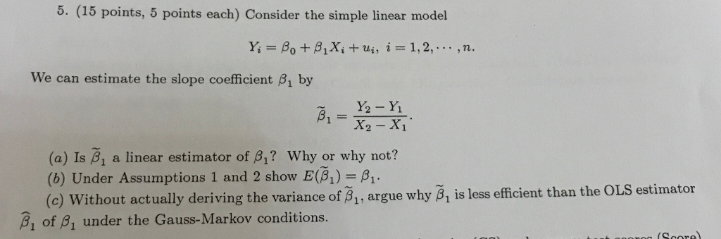 Solved Consider the simple linear model Y_i = beta_0 + | Chegg.com