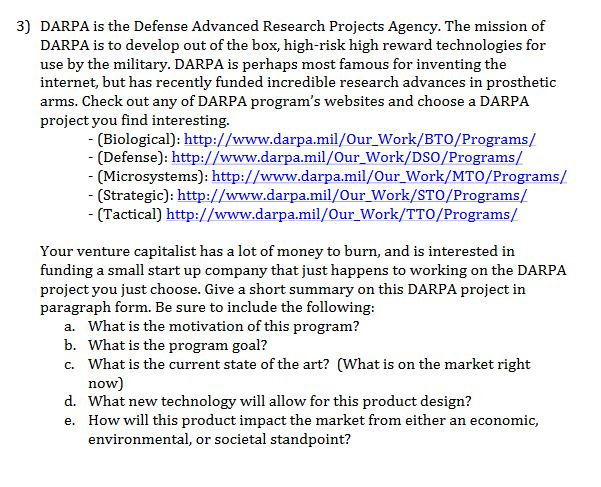 DARPA is the Defense Advanced Research Projects | Chegg.com