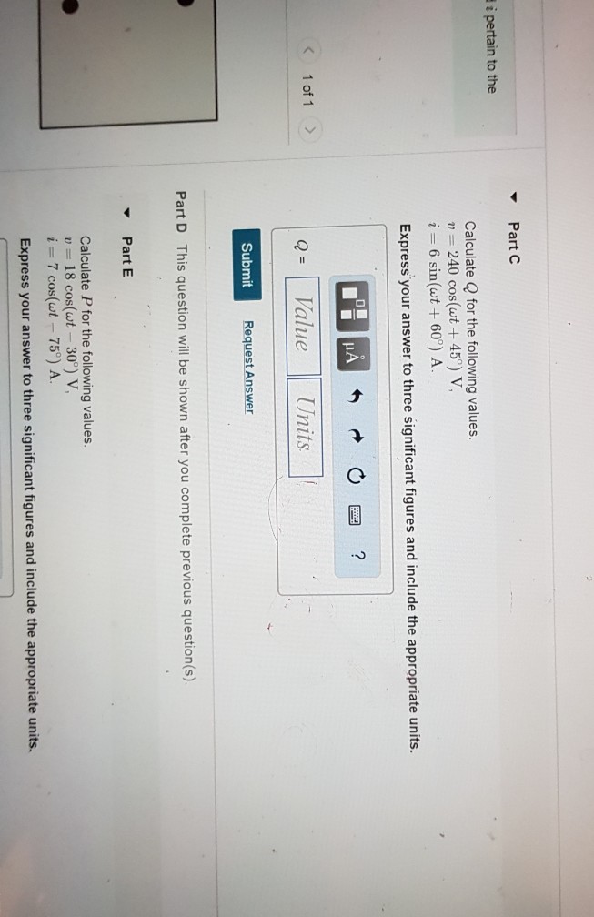 Solved The following sets of values for v and i pertain to | Chegg.com