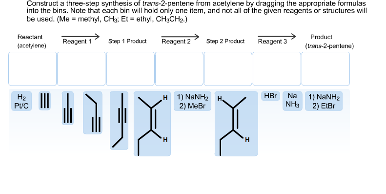 Solved Construct a three-step synthesis of trans-2-pentene | Chegg.com