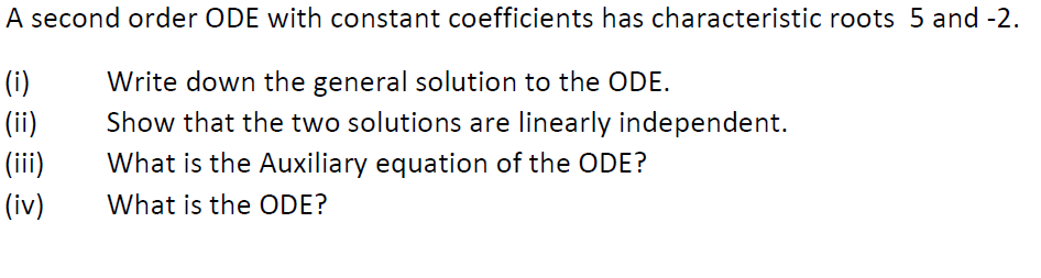 Solved A second order ODE with constant coefficients has | Chegg.com