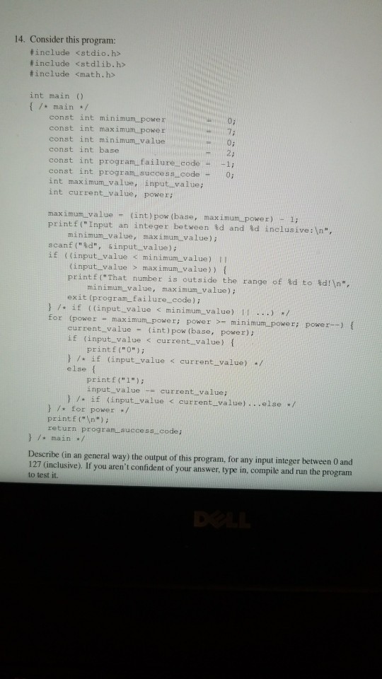 Solved 14 Consider This Program Include Include Include 2867