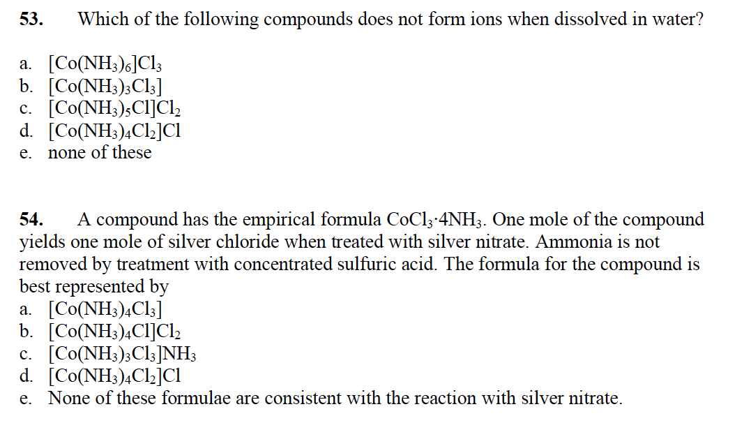 Solved Which of the following compounds does not form ions | Chegg.com