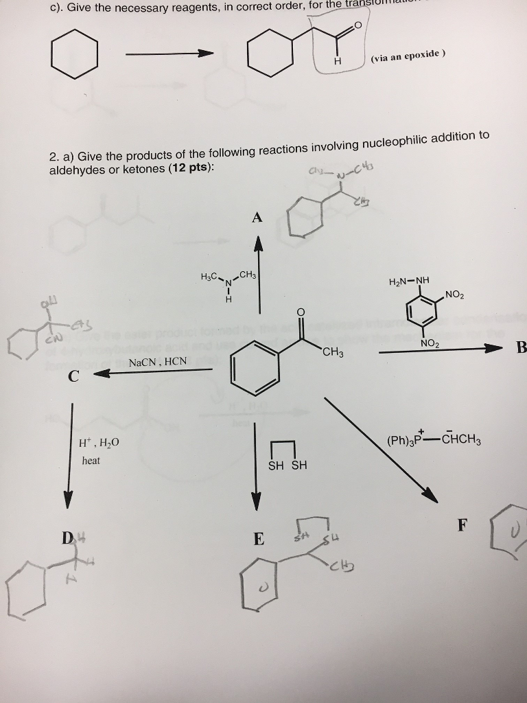 Solved 1. a) Give the products of the following reactions | Chegg.com