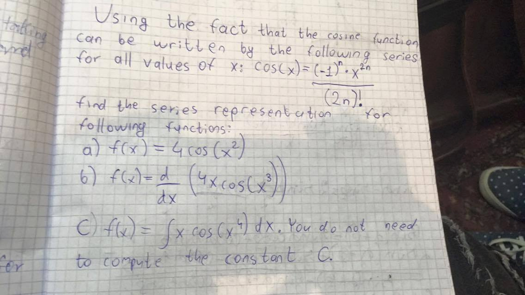 Solved Using the fact that the cosine function can be | Chegg.com