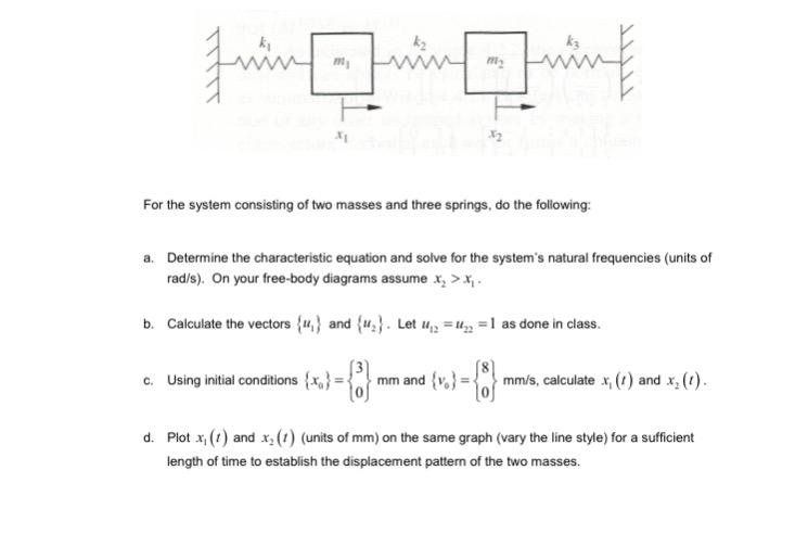 Solved For the system consisting of two masses and three | Chegg.com
