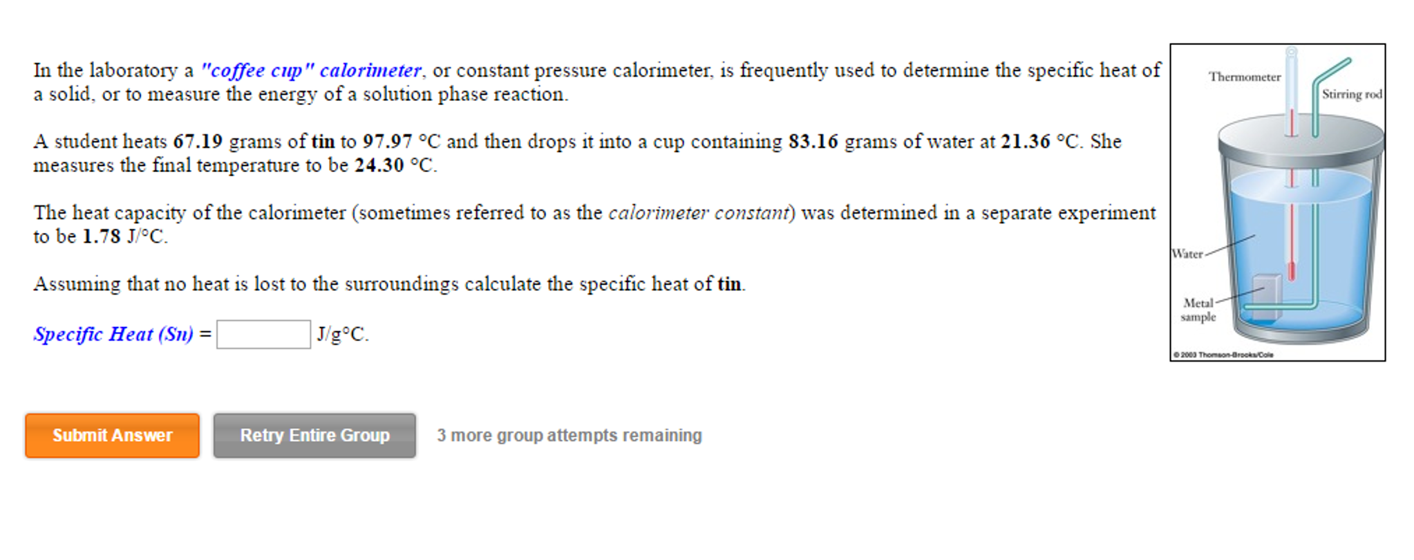 Solved In the laboratory a "coffee cup" calorimeter, or | Chegg.com