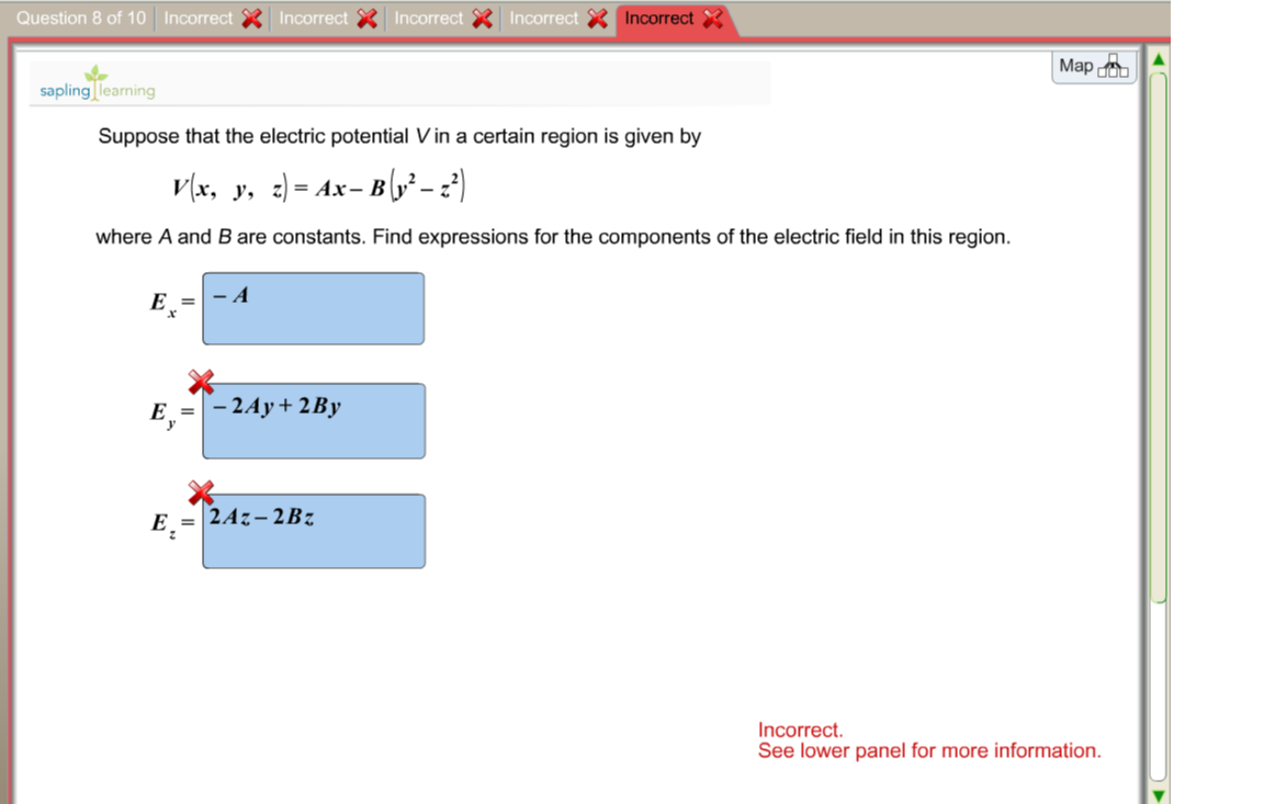 Solved Suppose that the electric potential Vin a certain | Chegg.com