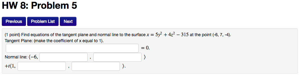 Solved HW 8: Problem5 Previous Problem List Next (1 point) | Chegg.com