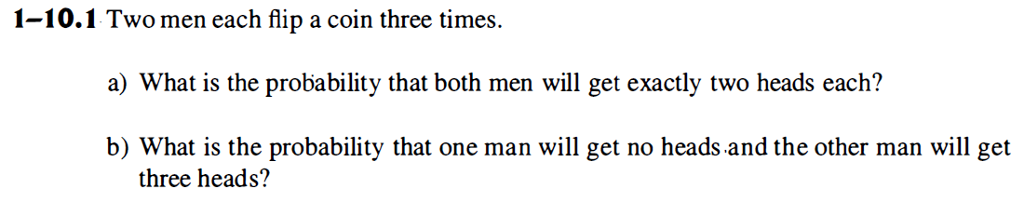 Solved Two men each flip a coin three times. What is the | Chegg.com