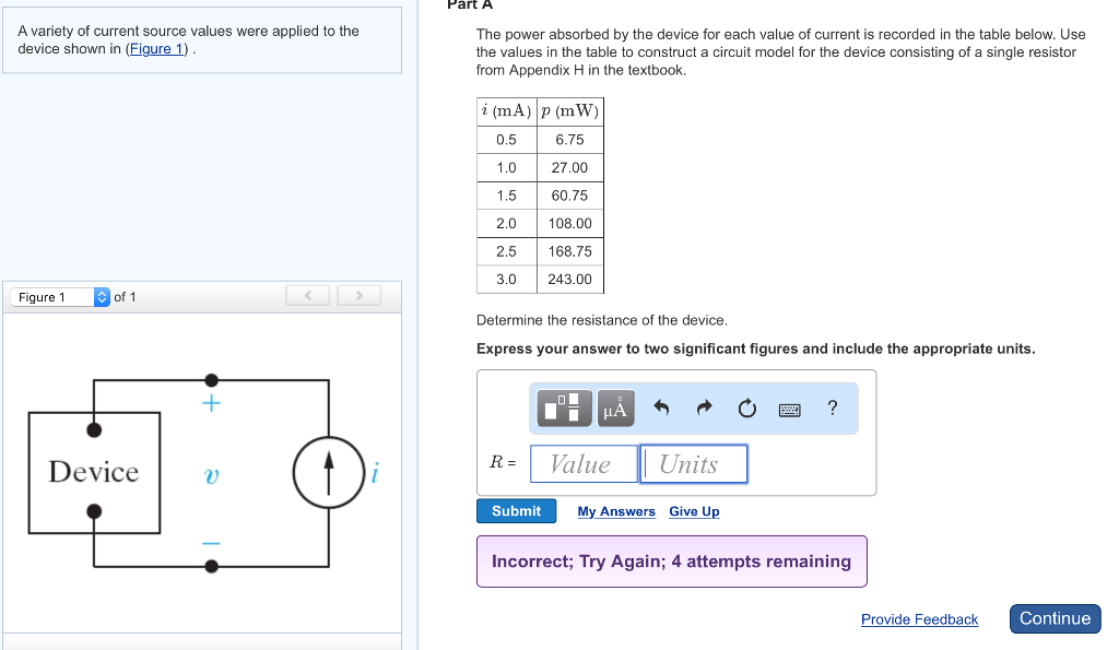 Solved A variety of current source values were applied to | Chegg.com