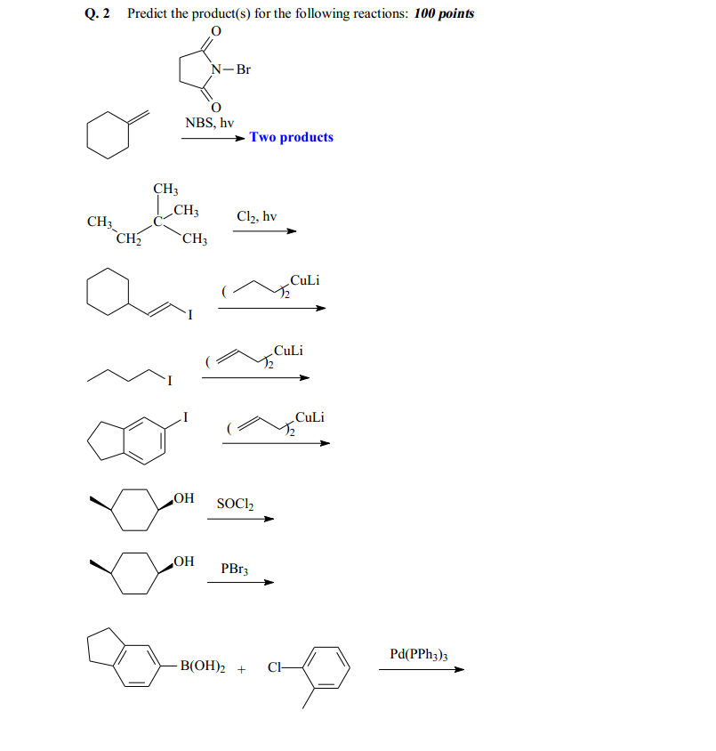 Solved 0.2 Predict the product(s) for the following | Chegg.com