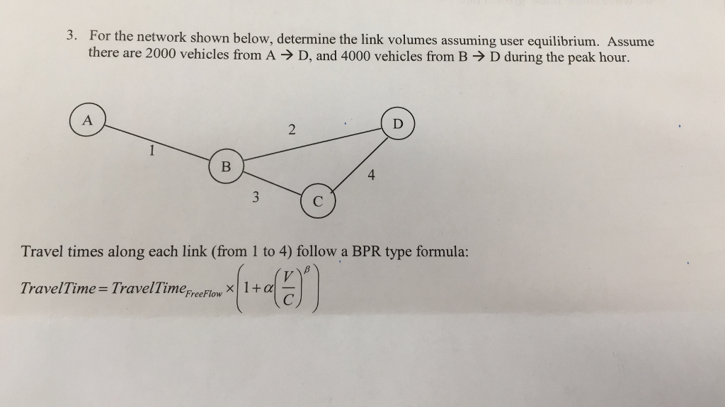 Solved For the network shown below, determine the link | Chegg.com