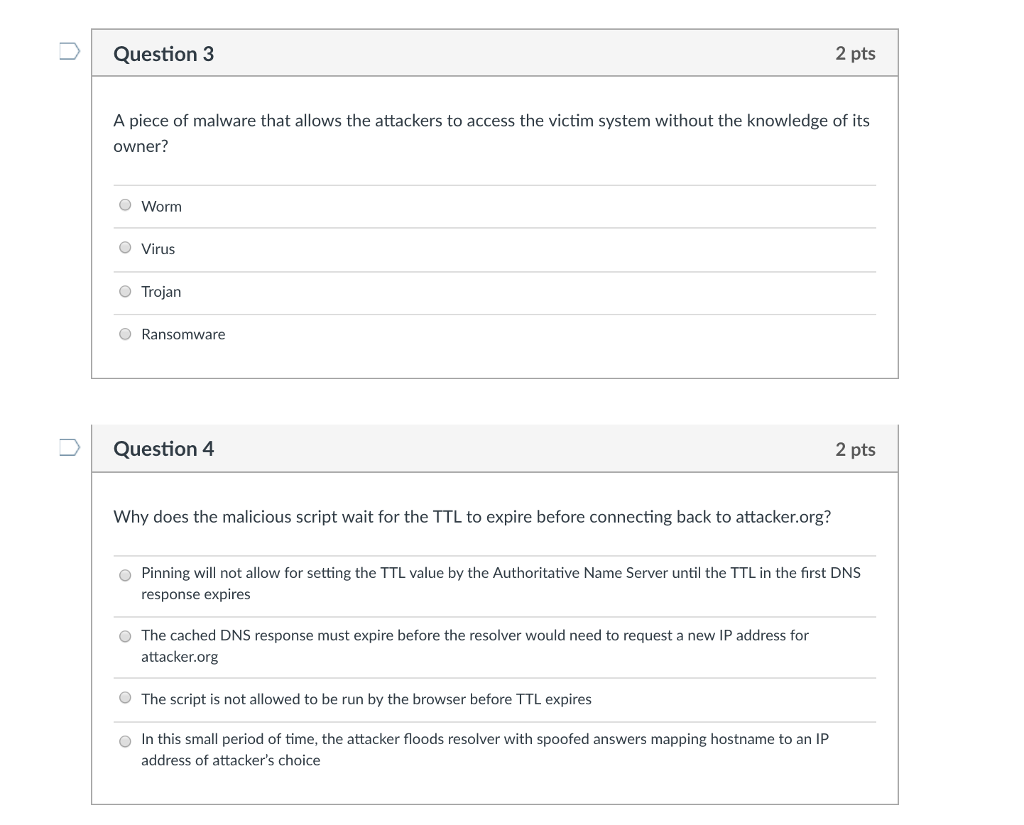 Solved Question 1 2 pts DNSSec is a security extension | Chegg.com
