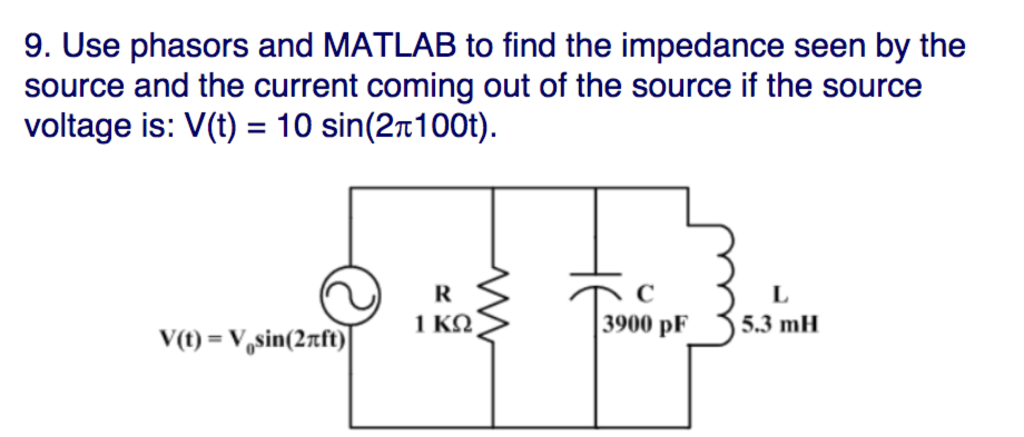 Solved Use Phasors And Matlab To Find The Impedance Seen By