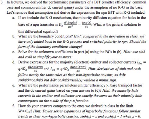 In lectures, we derived the performance parameters of | Chegg.com