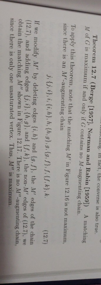 Solved Complete the last step of the proof Berge's Theorem: | Chegg.com