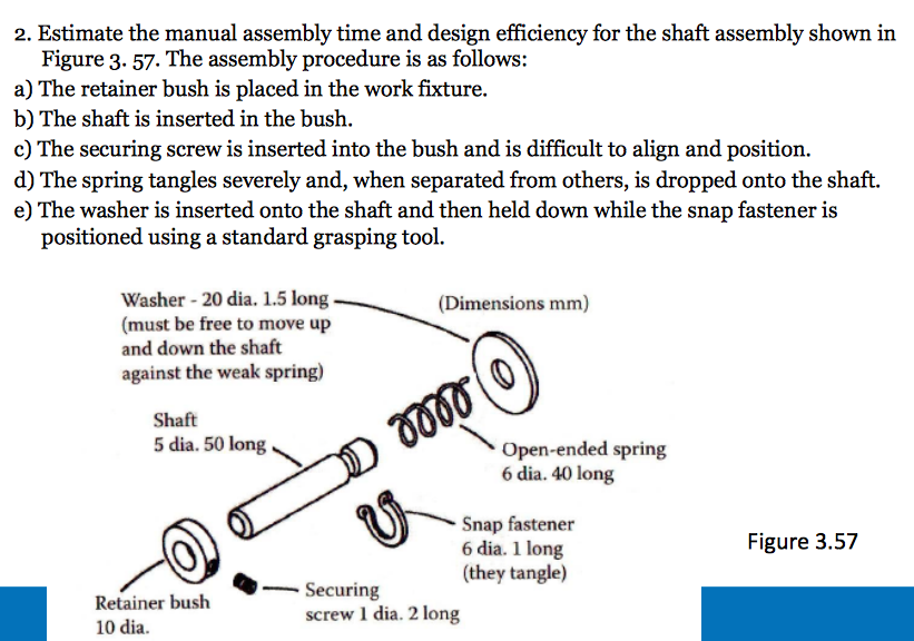 Estimate the manual assembly time and design | Chegg.com