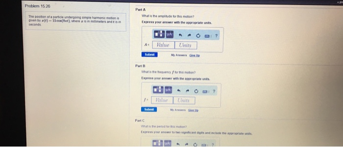 Solved The position of a particle undergoing simple harmonic | Chegg.com
