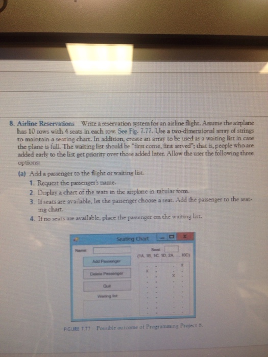 Solved Airline Reservation Write a reservation system for an | Chegg.com