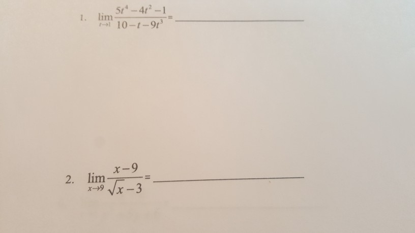 Solved 5-42 -1 1. lim 2. lim | Chegg.com