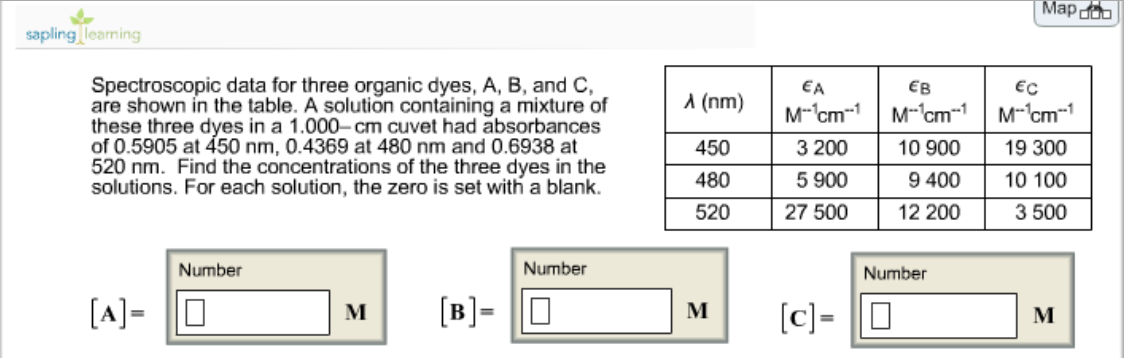 Solved Find the concentrations of the three dyes in | Chegg.com