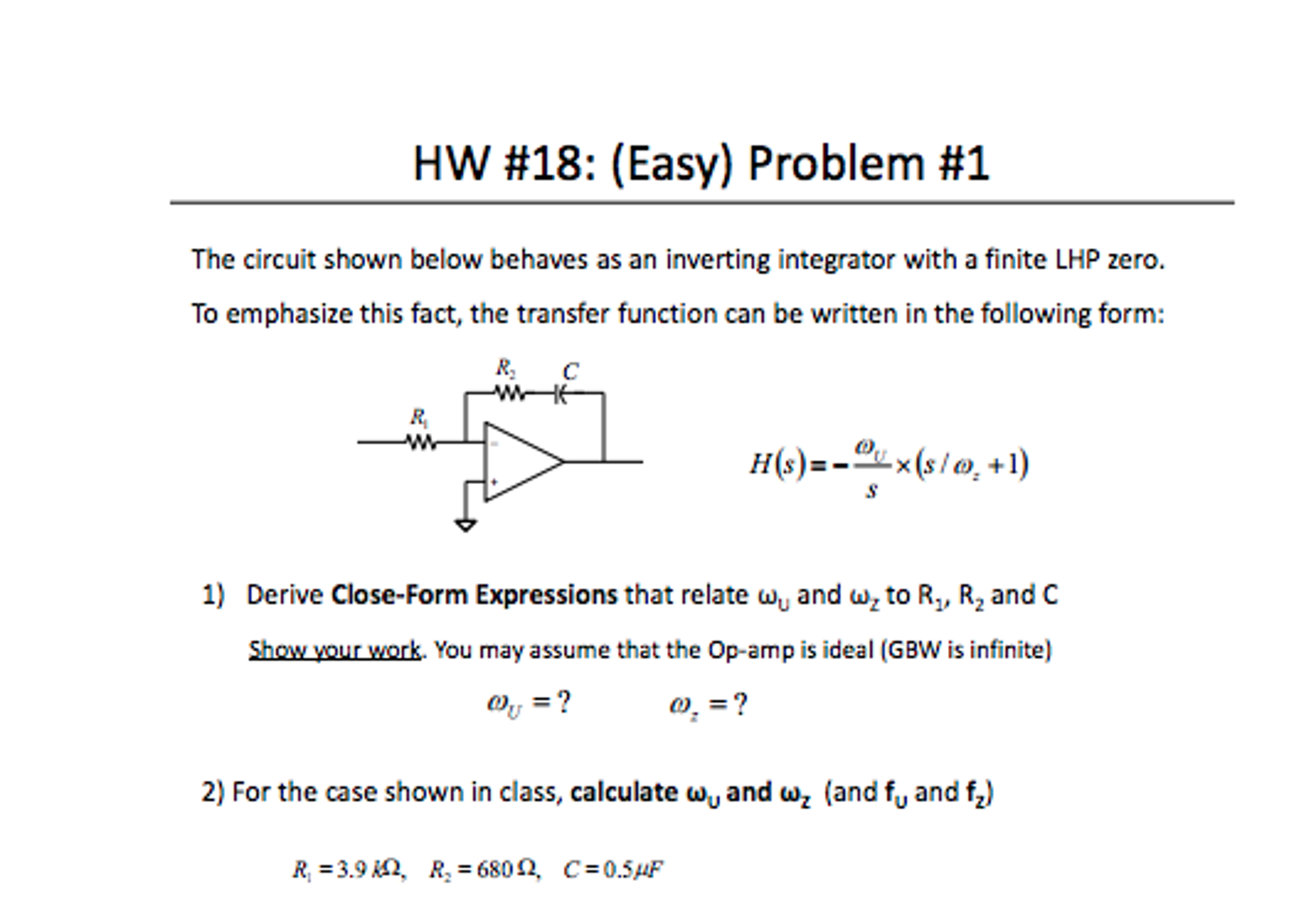 Solved The circuit shown below behaves as an inverting | Chegg.com