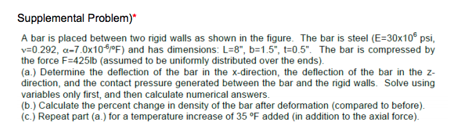 Solved Supplemental Problem) A bar is placed between two | Chegg.com