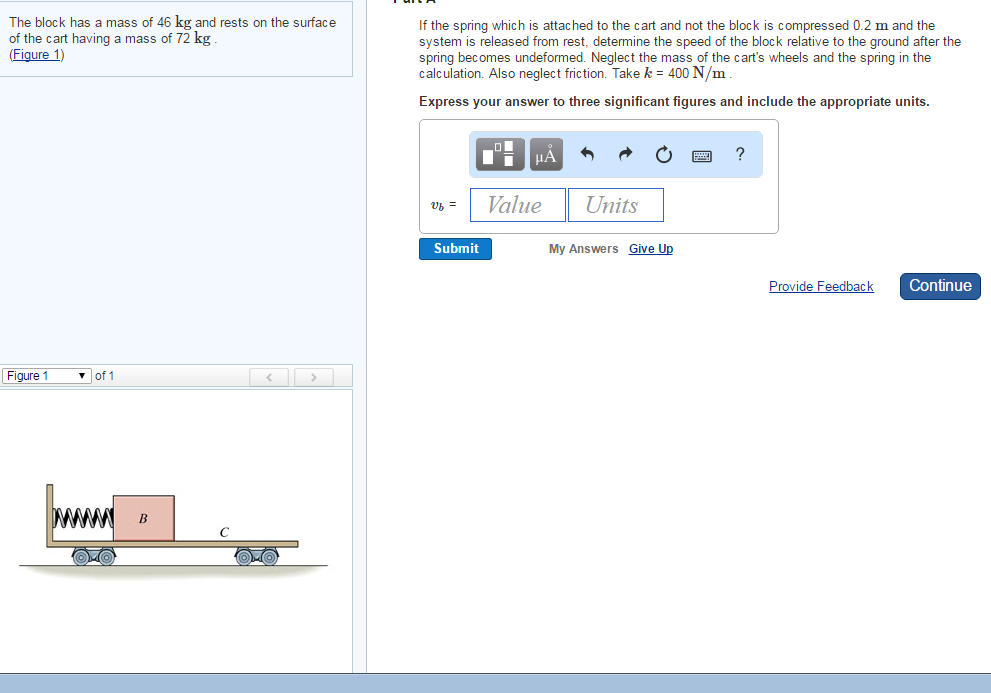 Solved The block has a mass of 46 kg and rests on the | Chegg.com