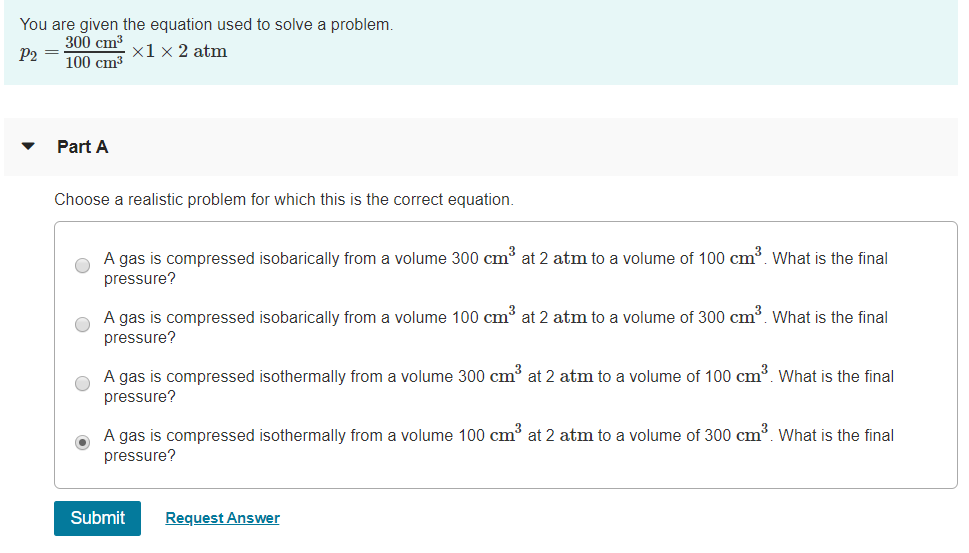 Solved You are given the equation used to solve a problem. | Chegg.com