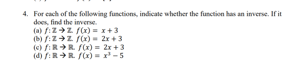 Solved 4. For each of the following functions, indicate | Chegg.com