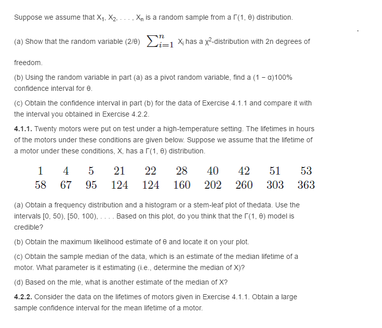 Solved Suppose we assume that X1, X2, Xn is a random sample | Chegg.com