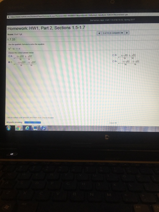 Solved Homework: HW1, Part 2, Sections 1.5-1.7 score: 0 1 pt | Chegg.com