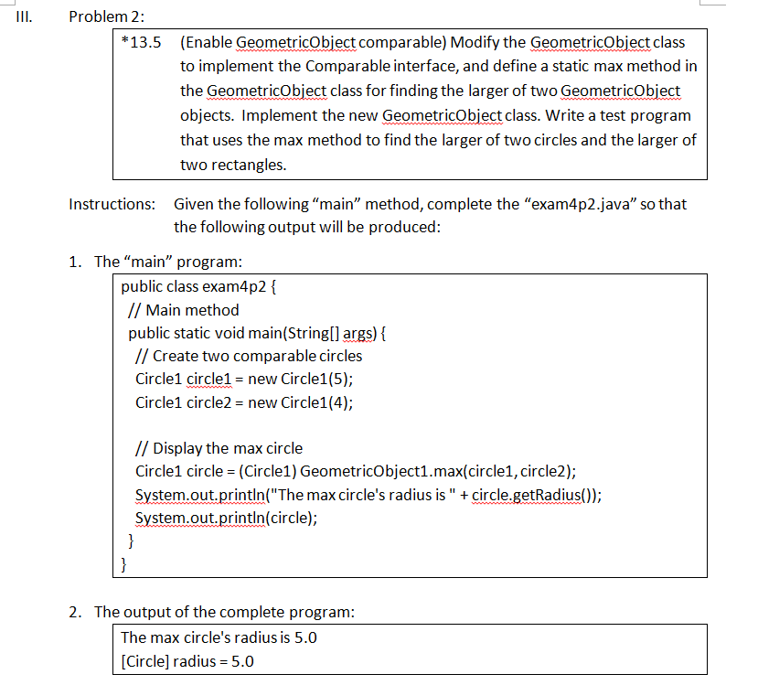 Solved III Problem 2: *13.5 (Enable GeometricObject | Chegg.com