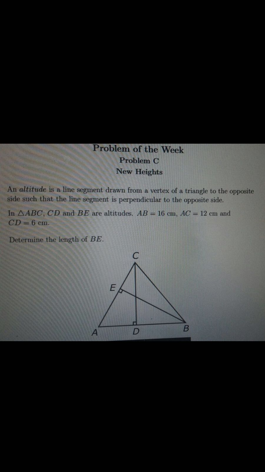Solved An altitude is a line segment drawn from a vertex of | Chegg.com