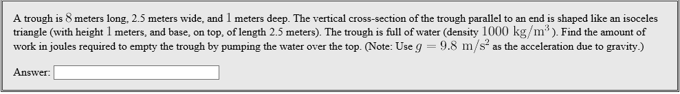 Solved A trough is 3 meters long, 2 meters wide, and 3 | Chegg.com