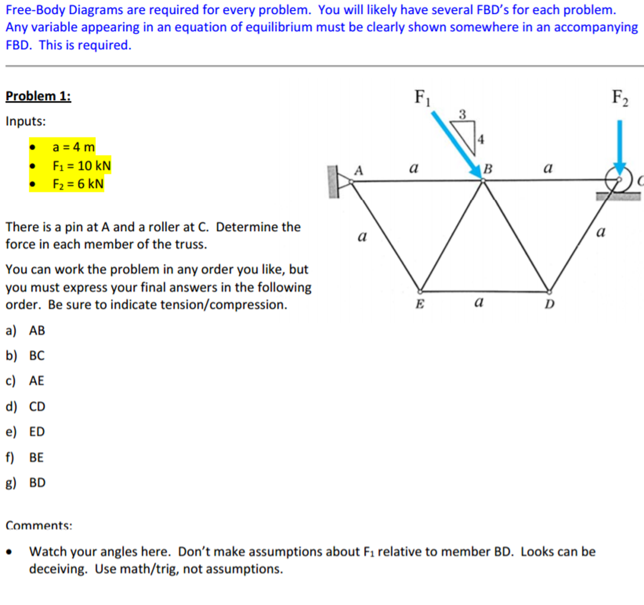 Solved Every problem must have accompanying FBD's. Any | Chegg.com