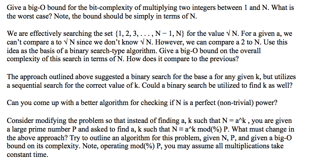 Solved Give A Big O Bound For The Bit Complexity Of 
