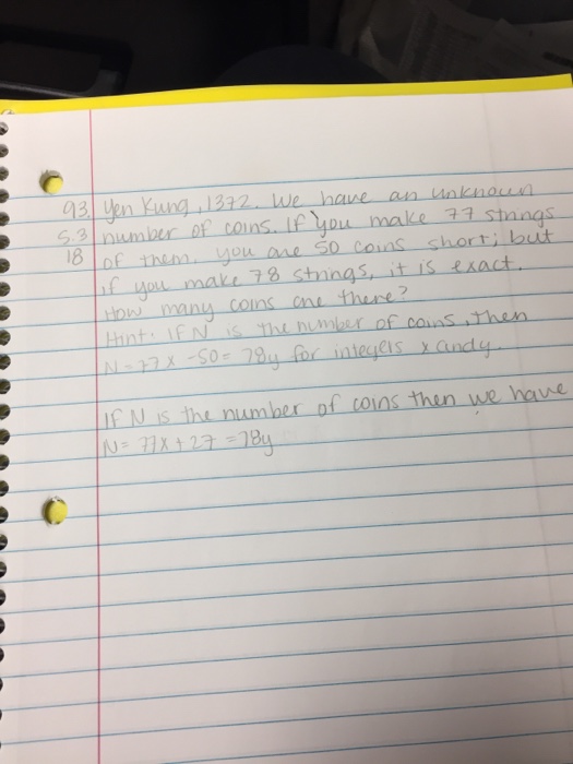 Solved Yen kung, 1372. we have an unknown number of coins | Chegg.com