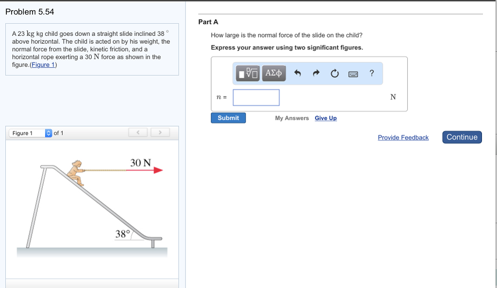 Solved A 23 kg kg child goes down a straight slide inclined | Chegg.com