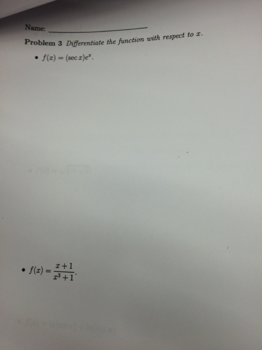 Solved Differentiate the function with respect to x. f(x) = | Chegg.com